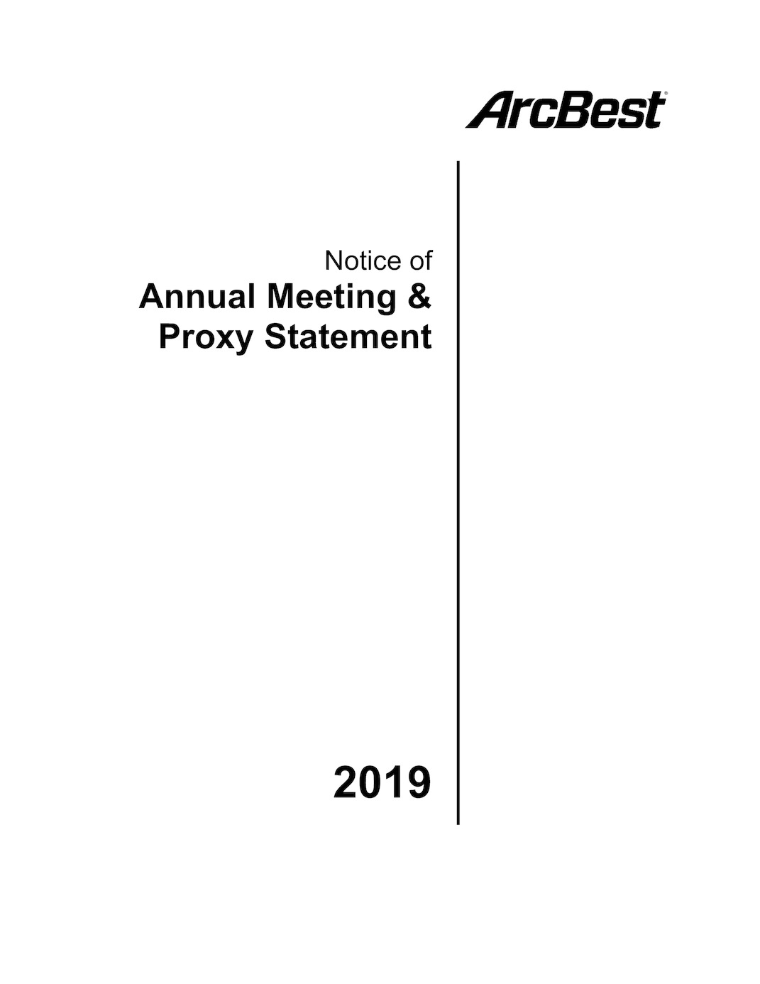 ArcBest Corporation Proxy Statement 2019