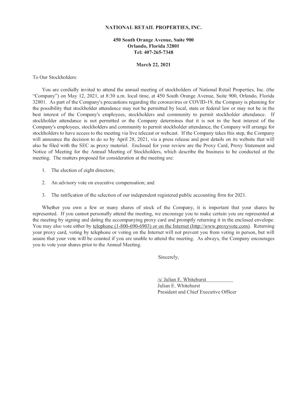 National Retail Properties, Inc. Proxy Statement 2021